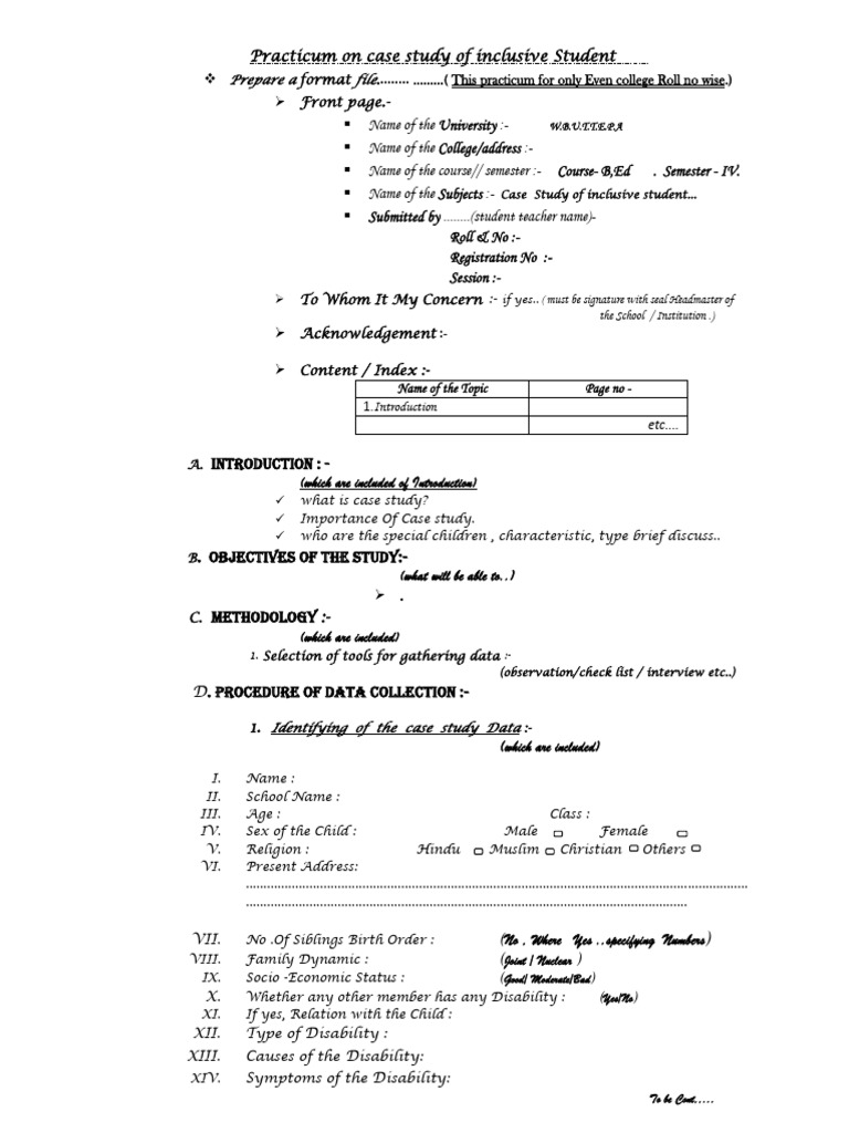 Practicum On Case Study of Inclusive Student2019 | PDF | Behavioural ...