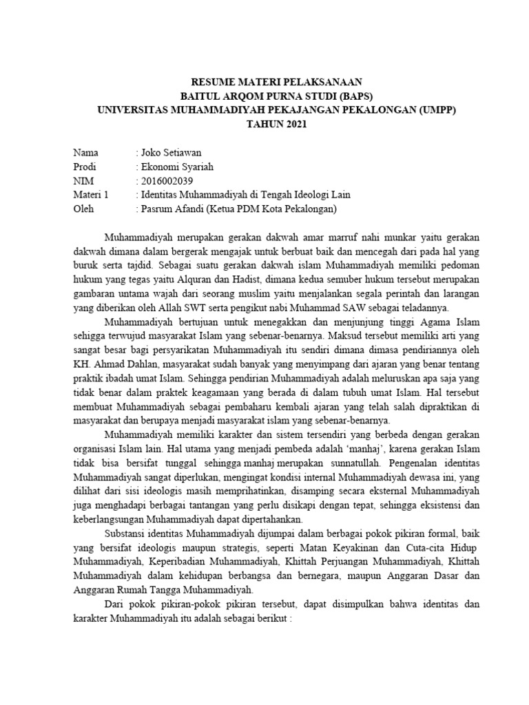 Tugas Resume BAPS 2021 | PDF