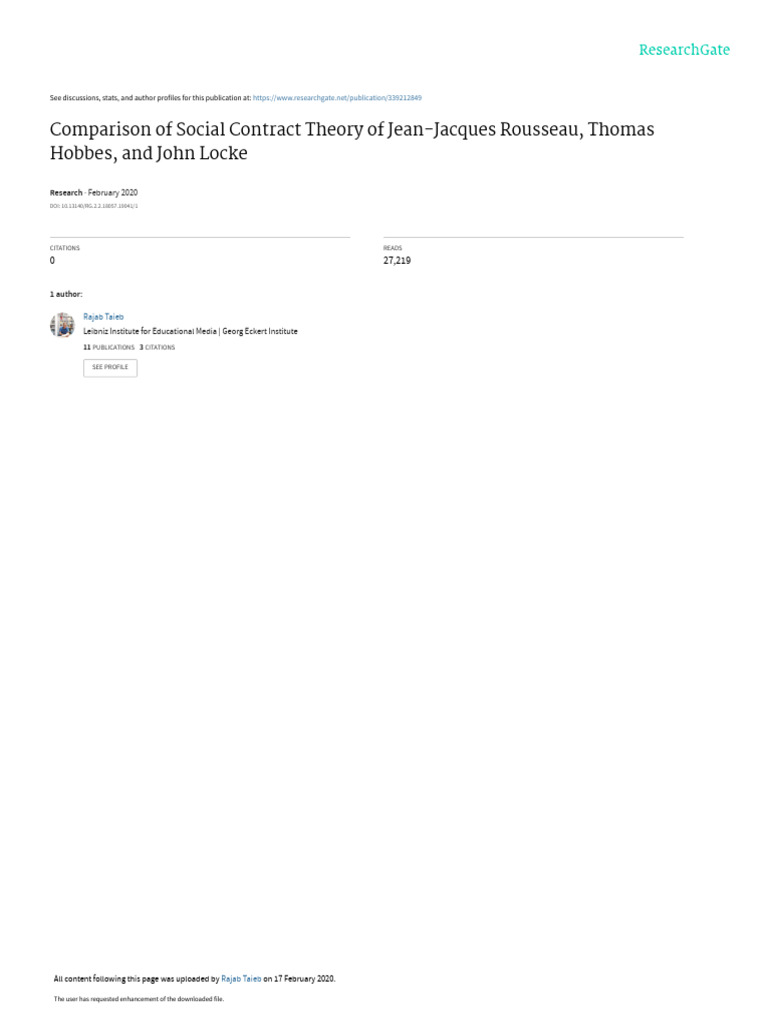 Social Contract Theory | PDF | Social Contract | John Locke