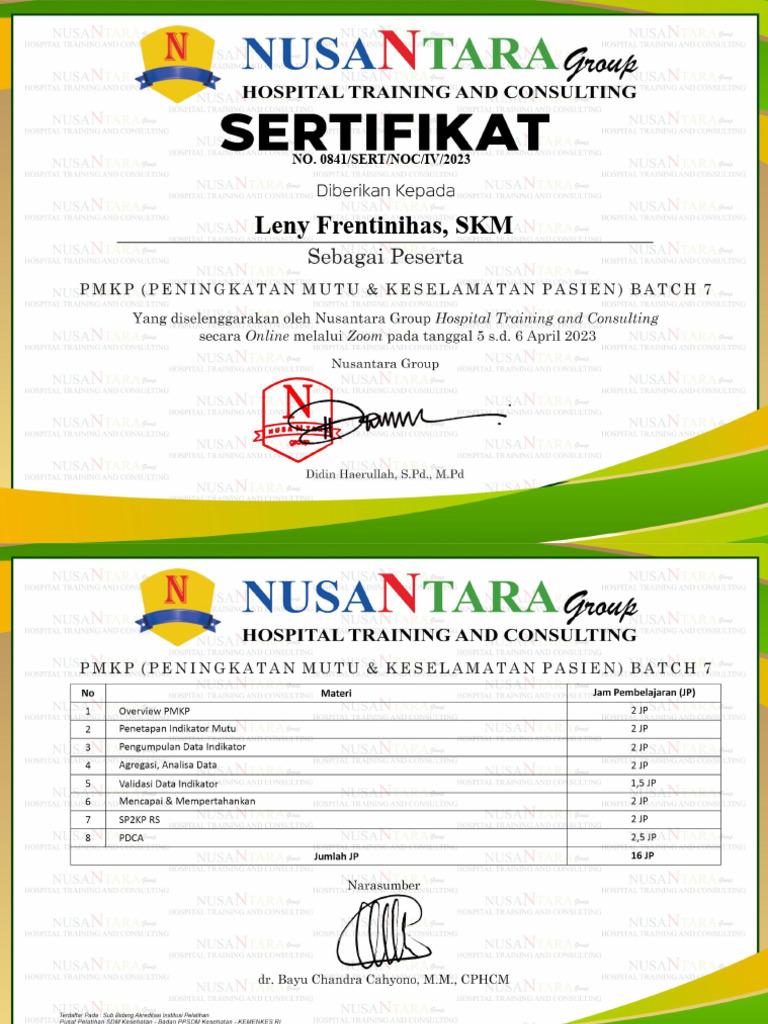 Sertifikat Pelatihan Pelatihan | PDF