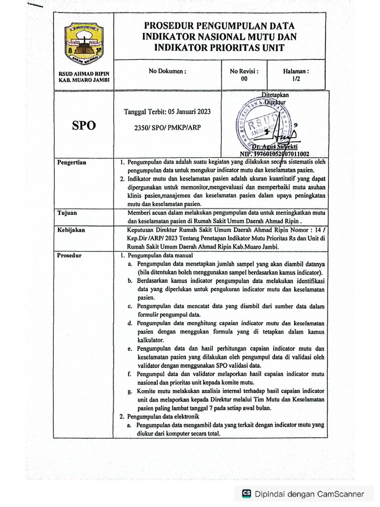 Sop Prosedur Pengumpulan Data | PDF