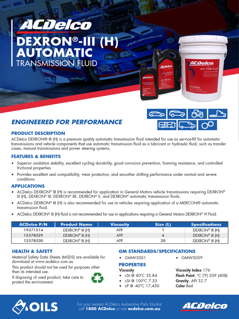 Acdelco Dexron3 Flyer | PDF | Chemical Engineering | Mechanical Engineering