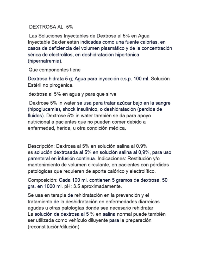 Dextrosa Al 5 | PDF | Glucosa | Diarrea
