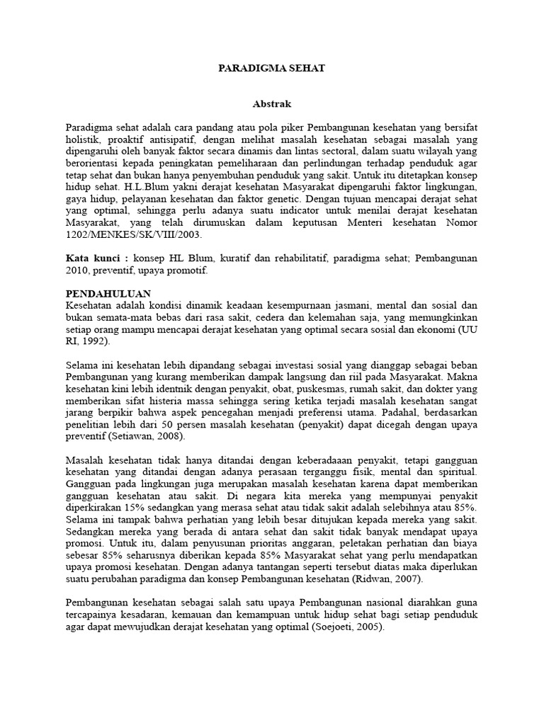Paradigma Sehat | PDF | Ilmu Sosial | Pengembangan Diri