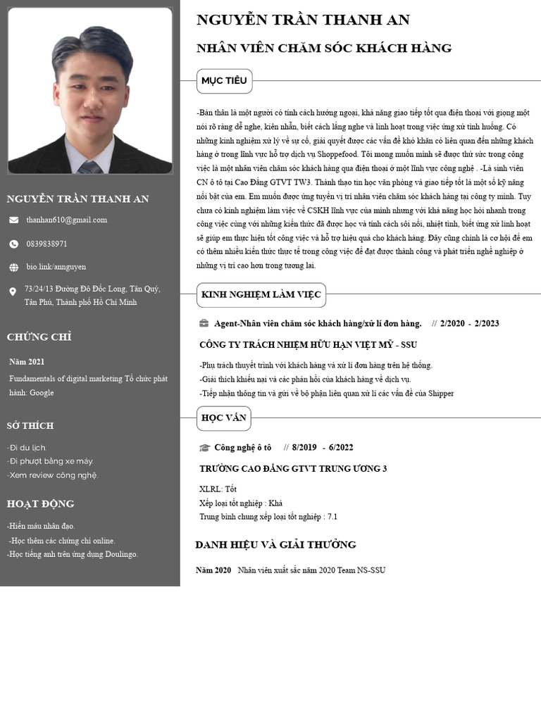 CV CSKH Ô Tô | PDF