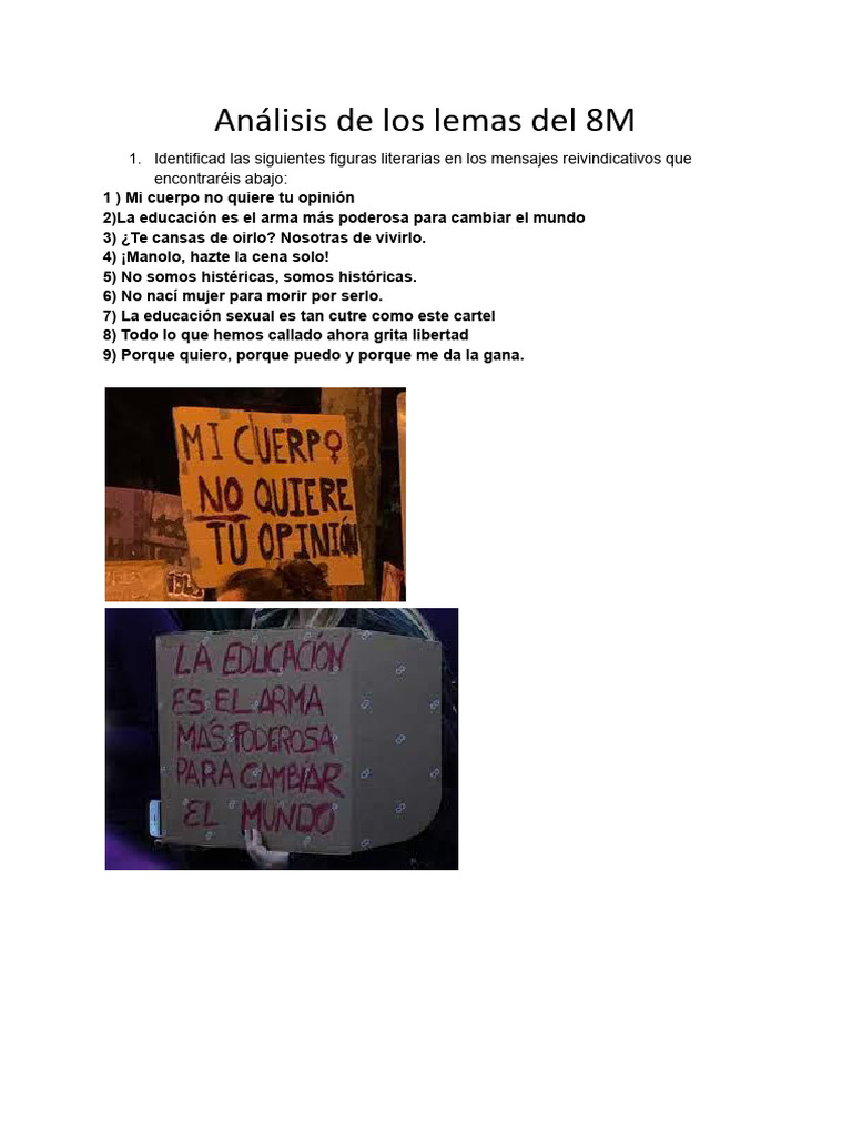 Análisis de Los Lemas Del 8M | PDF
