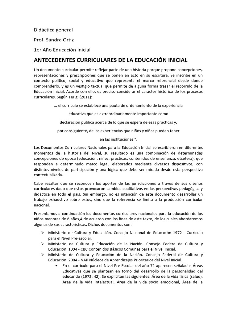Curriculum en El Nivel Inicial. | PDF | Educación de la primera ...
