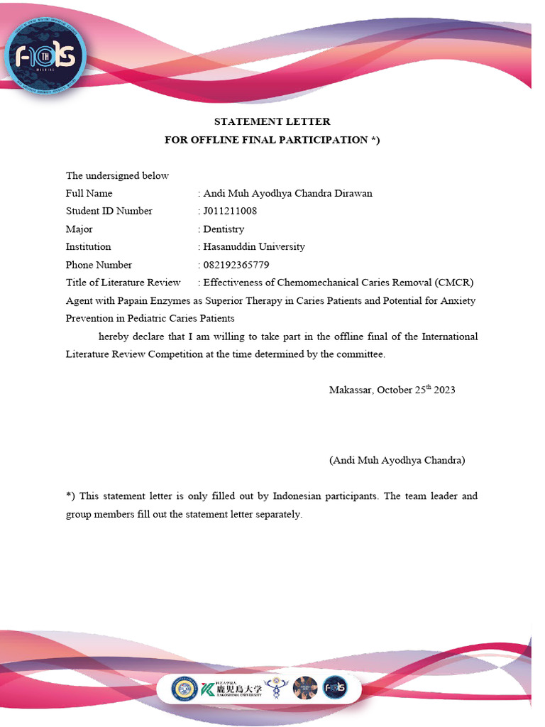 Statement Letter For Offline Final Participation | PDF | Medicine ...