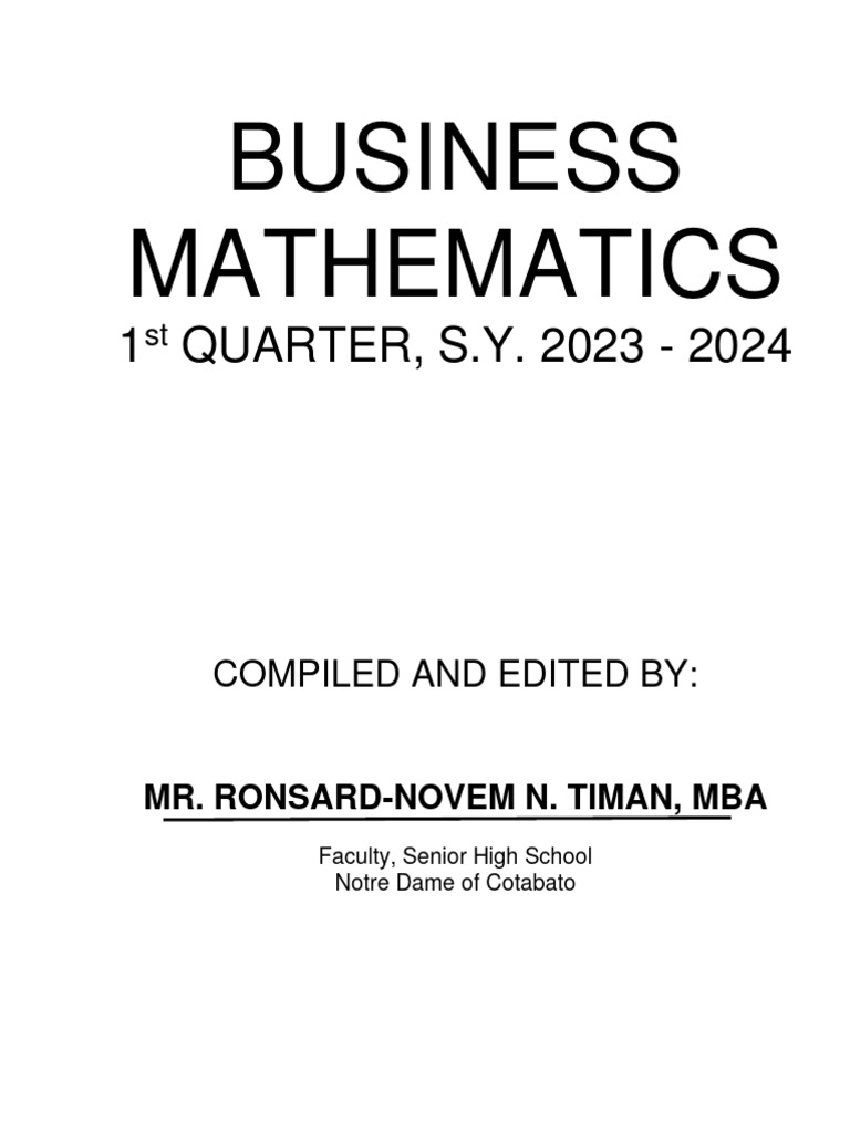 Business Math Chapter 1 Review On Fractions Hands Out | PDF ...