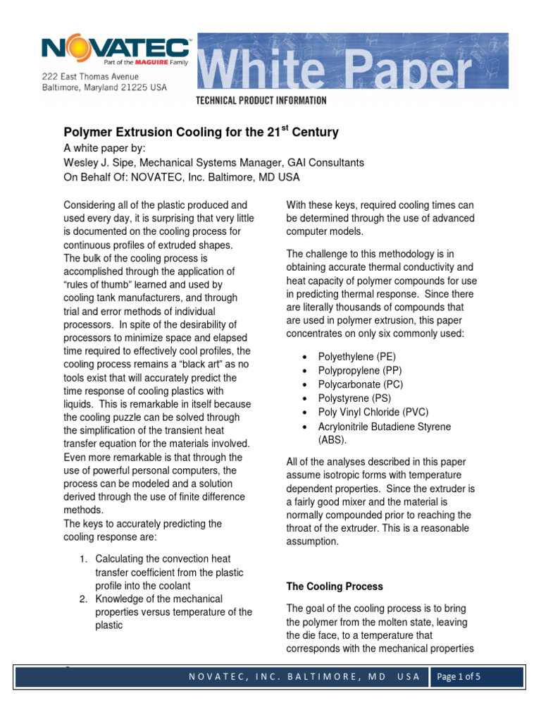 Extrusion Tank Whitepaper Rev 3 5 12 | PDF | Heat | Thermal Conductivity