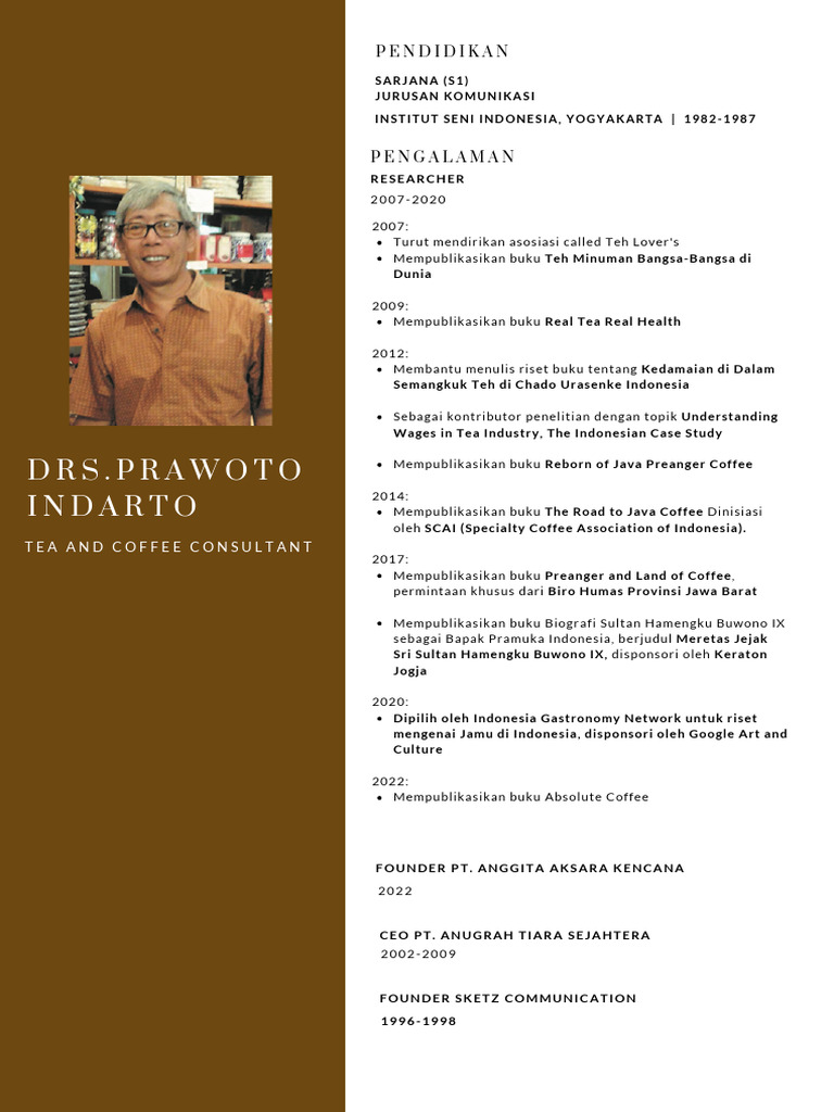 Prawoto Indarto: Konsultan Teh dan Kopi | PDF