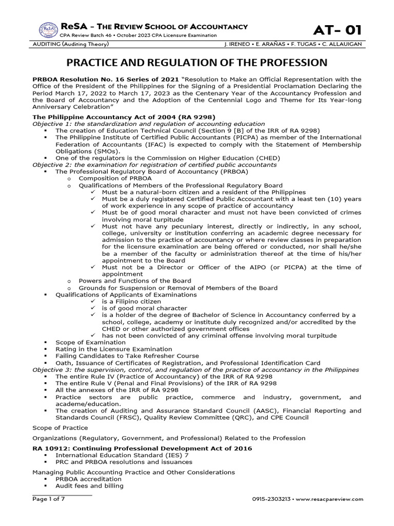 Accountancy Practice and Regulation Overview | PDF | Certified Public ...