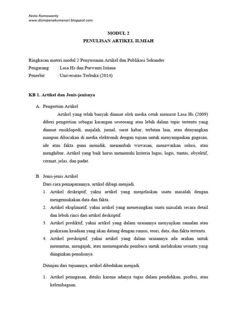 Panduan Penulisan Artikel Ilmiah | PDF