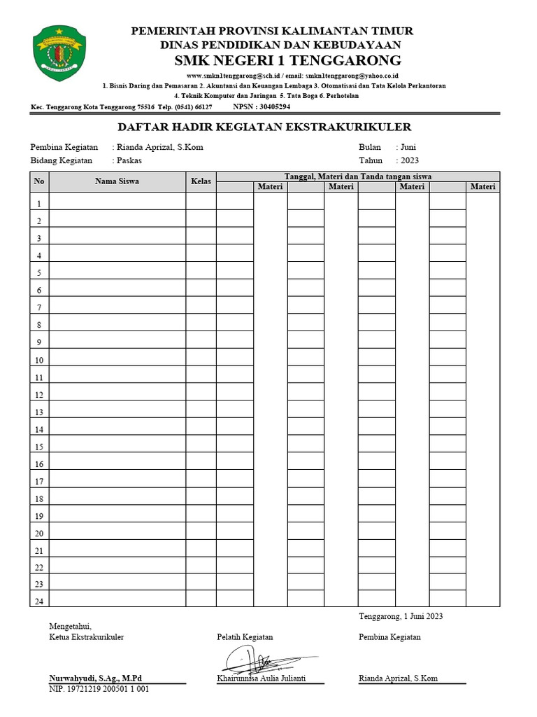 Absen Ekskul 2022 | PDF