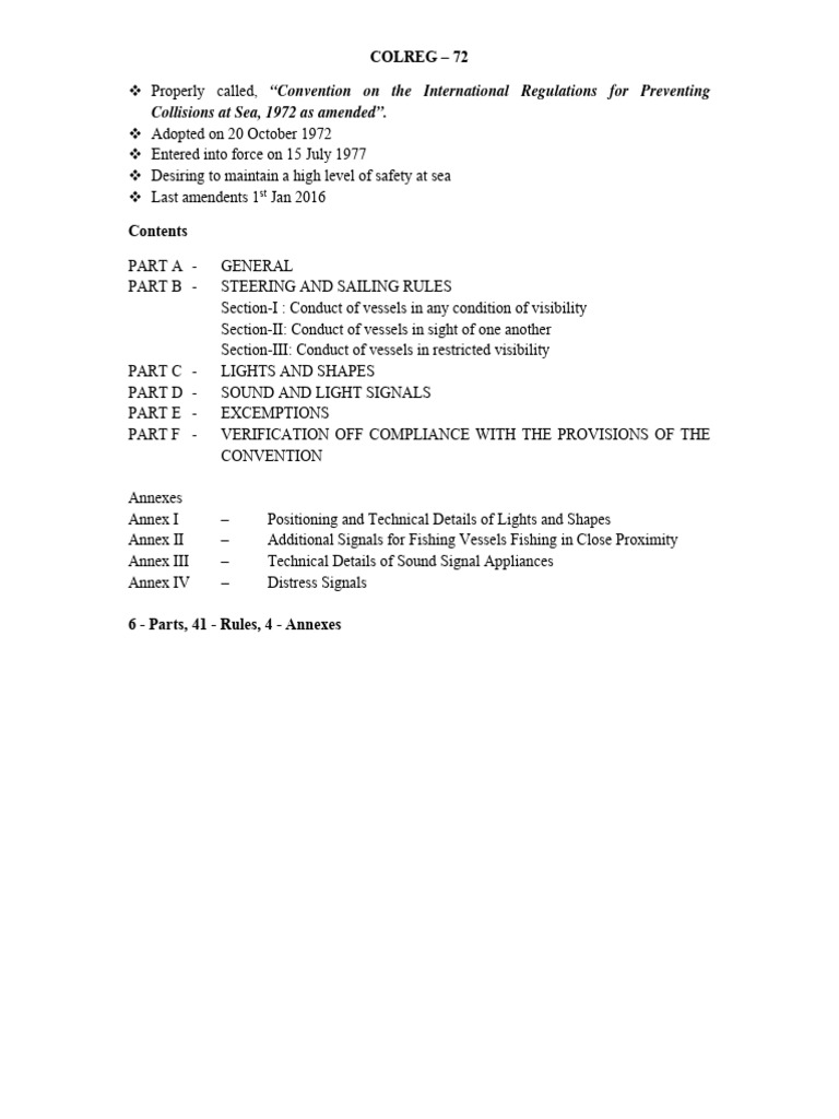COLREG 72 - Explain | PDF