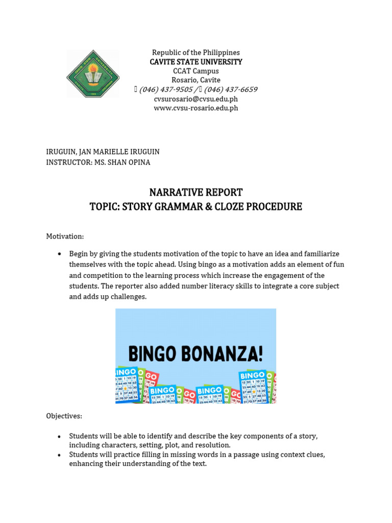 Narrative Report | PDF | Reading Comprehension | Neuroscience