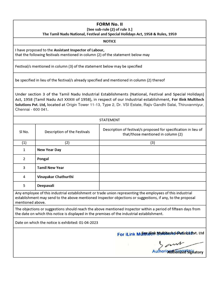 NF Act - FORM II | PDF | Finance & Money Management