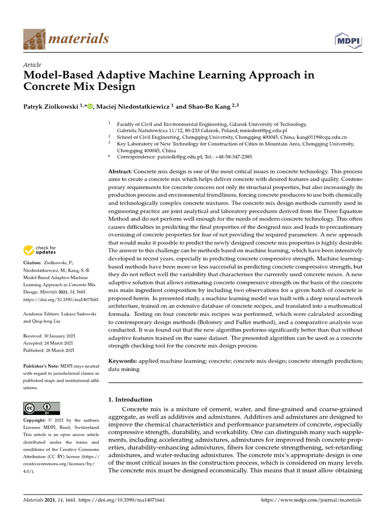 Materials 14 01661 v2 | PDF | Concrete | Artificial Neural Network