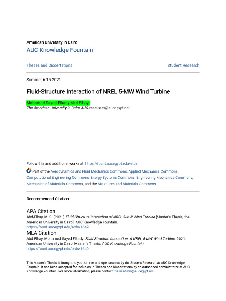 Fluid-Structure Interaction of NREL 5-MW Wind Turbine | PDF | Wind Turbine | Turbine