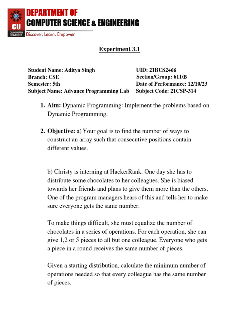 Computer Science & Engineering Computer Science & Engineering | PDF | Dynamic Programming ...