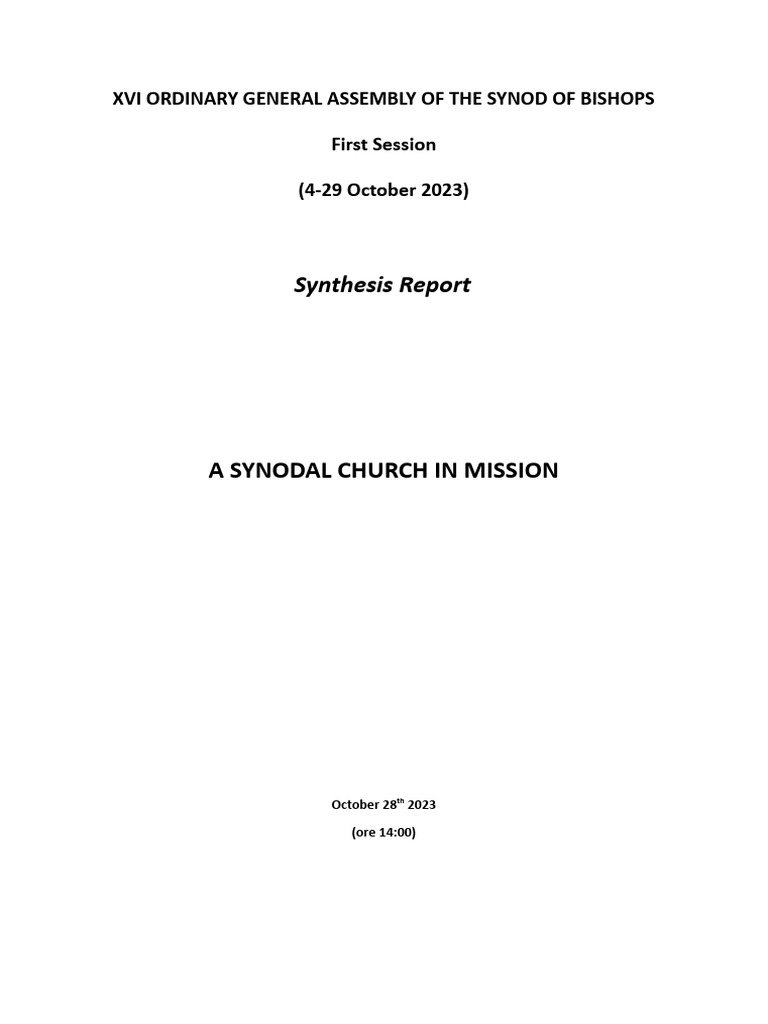 Synod of Bishops 2023 Synthesis Report | PDF | Catholic Church | Eucharist