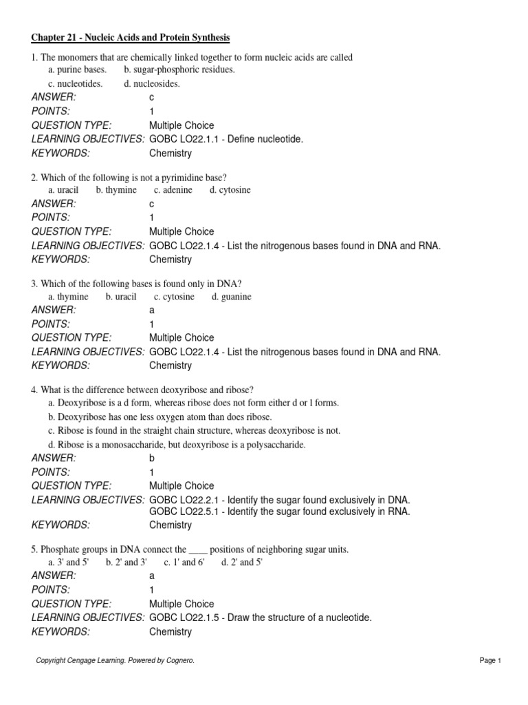 Chapter 21 Nucleic Acids and Protein Synthesis | PDF | Translation ...