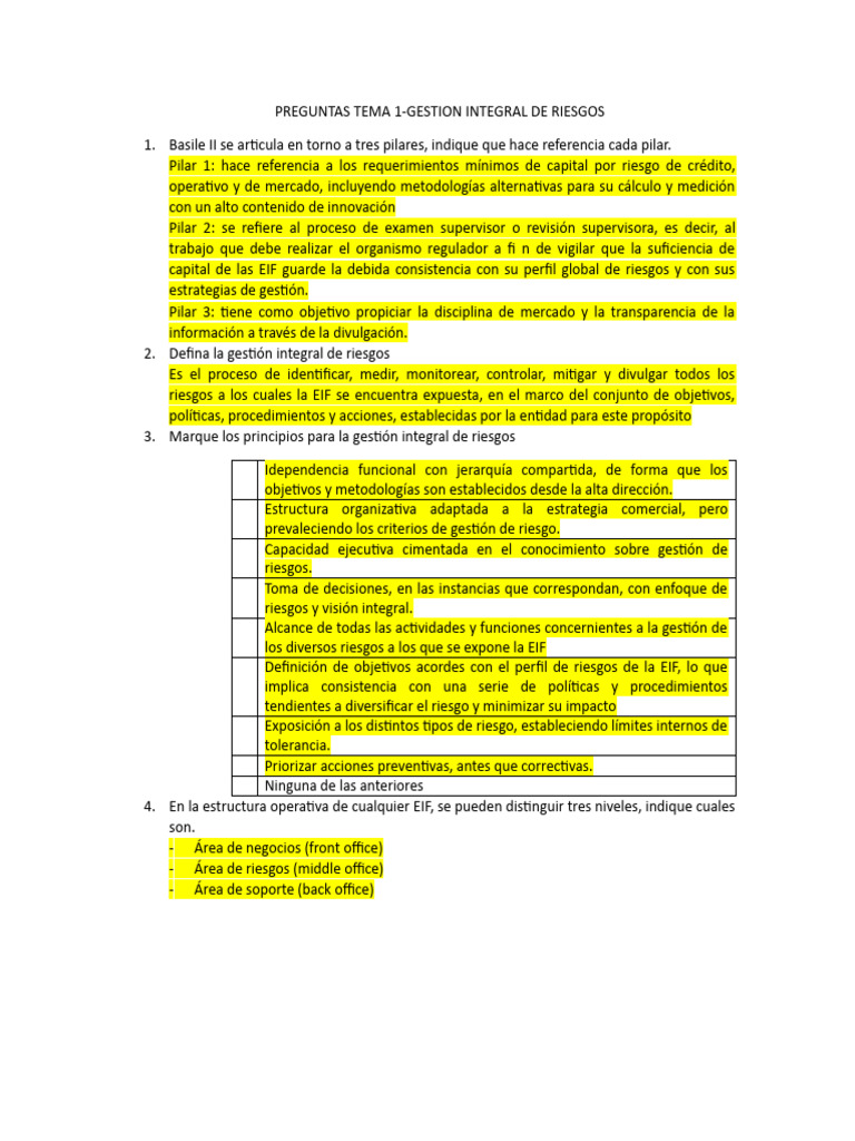 Preguntas Tema 1 | PDF | Basilea Ii | Business