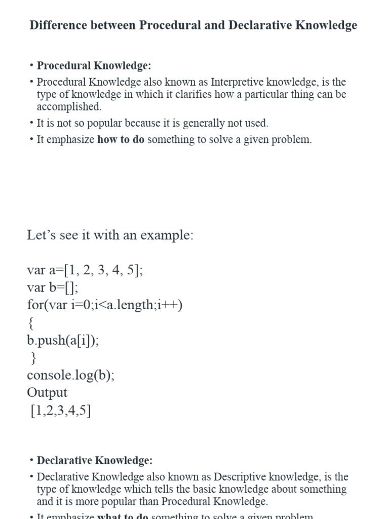 Difference Between Procedural and Declarative Knowledge | PDF Difference Between Procedural and Declarative Knowledge | PDF