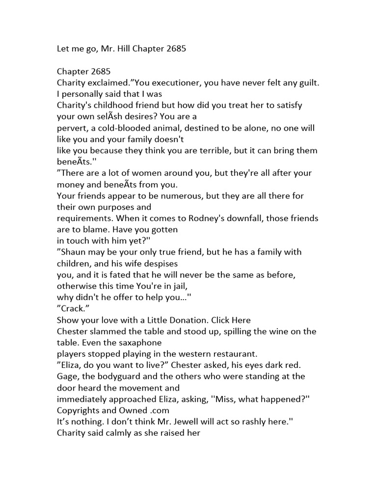 Let Me Go MR Hill Chapter 2685 | PDF