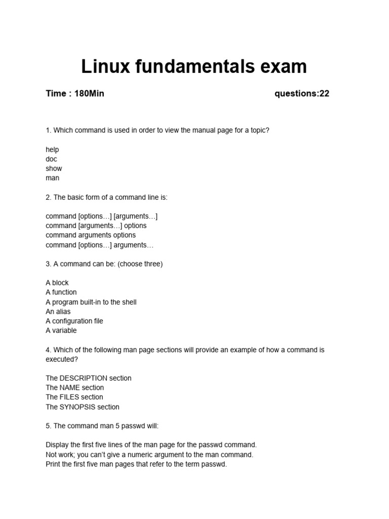 Linux Fundamental Exam | PDF | System Software | Computing