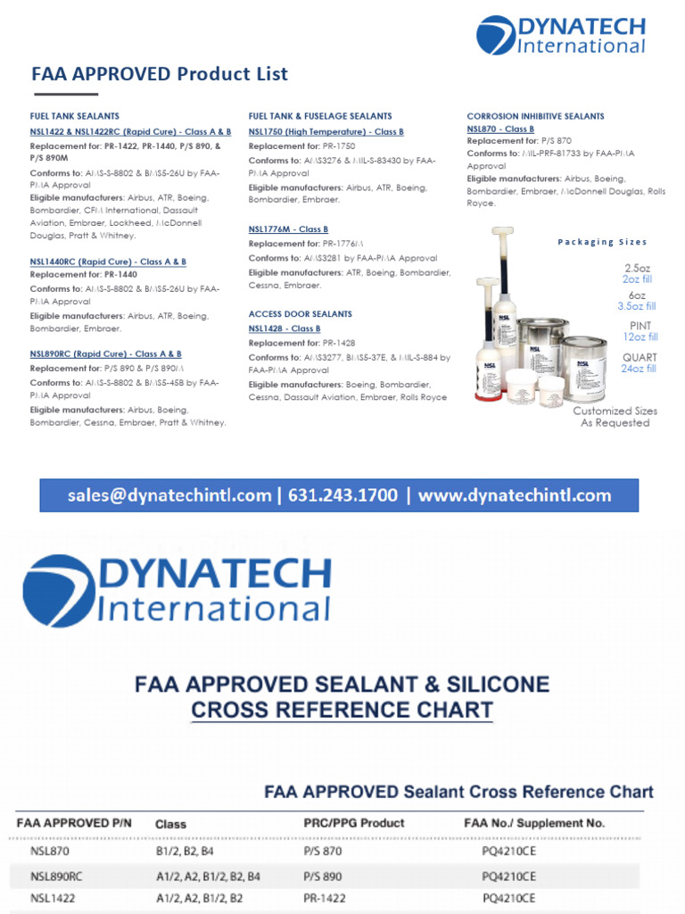FAA Sealant Cross Reference Guide | PDF | Aircraft Manufacturers Of The ...
