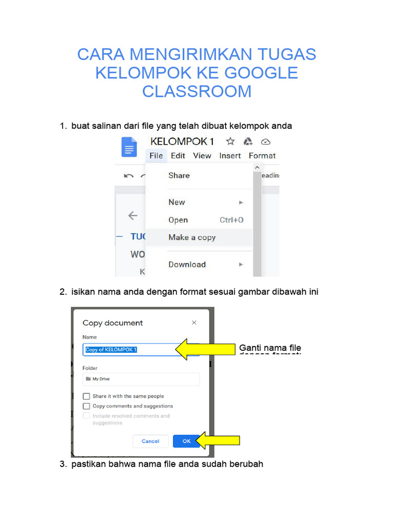 Cara Mengirimkan Tugas Kelompok Ke Google Classroom | PDF