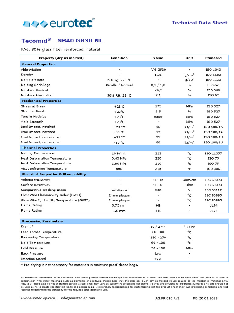 TDS - Tecomid NB40 GR30 NL | Download Free PDF | Civil Engineering ...