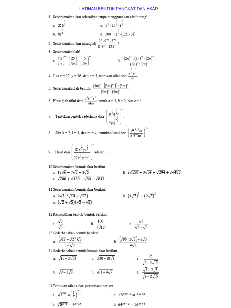 Review Bentuk Pangkat Dan Akar | PDF