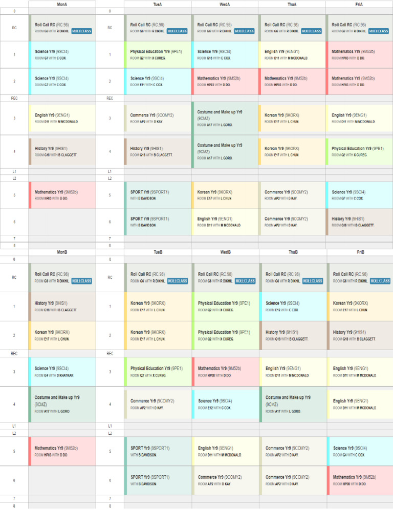 Timetable 2022 | PDF