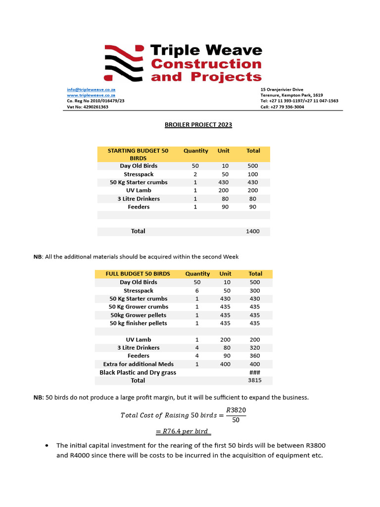 Broiler Project | PDF | Economies