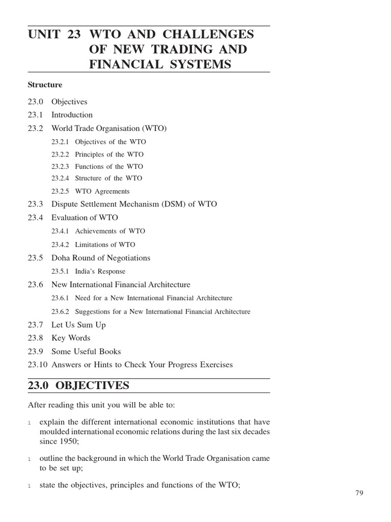 Unit 23 Wto and Challenges of New Trading and Financial Systems | PDF ...