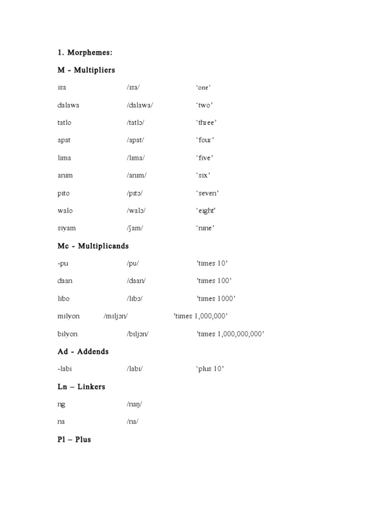Tagalog and Spanish Number Systems | PDF | Languages | Language Arts ...