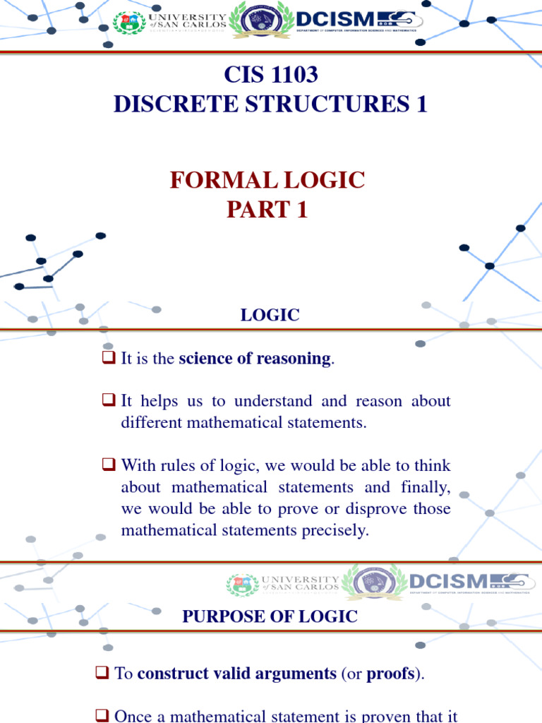 07 Cis1103 Formal Logic P1 | PDF | Logic | Theorem