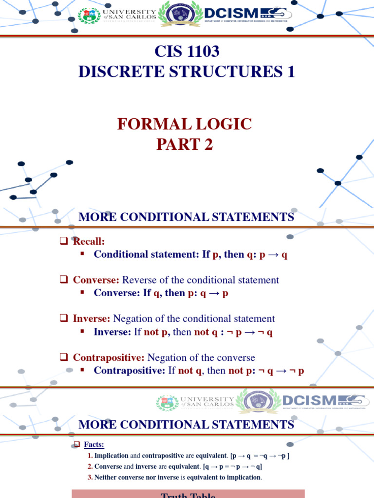 08 Cis1103 Formal Logic P2 | PDF | If And Only If | Contradiction