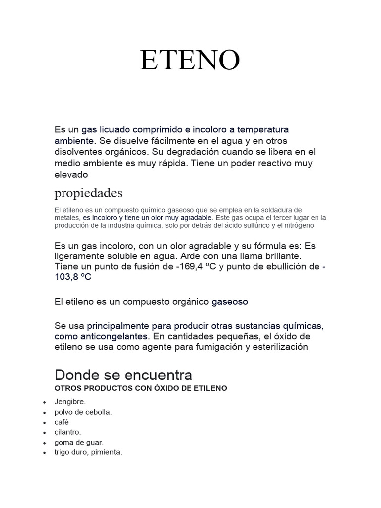 Propiedades y usos del eteno | PDF
