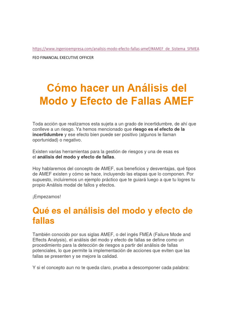 Guía AMEF: Análisis de Fallas y Efectos | PDF | Software | Diseño