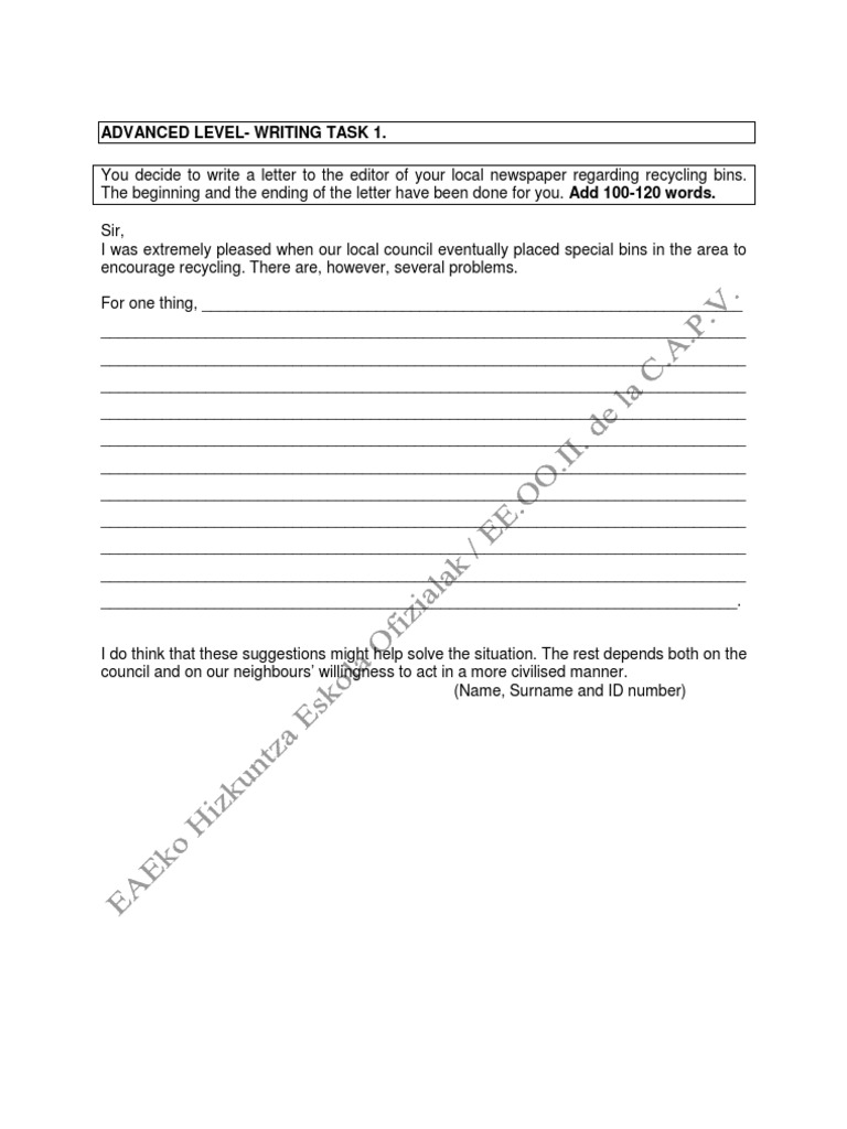 B2 Writing Sample | PDF