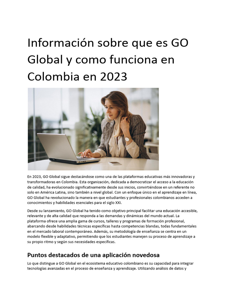 Información Sobre Que Es GO Global y Como Funciona en Colombia en 2023 | PDF | Enseñando ...