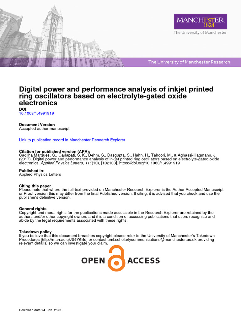 Digital Power And Performance Analysis Of Inkjet Printed Ring