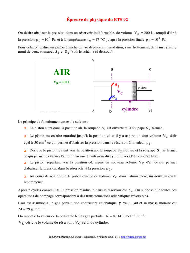 Abaissement de pression en réservoir à air | PDF | Piston | Pression