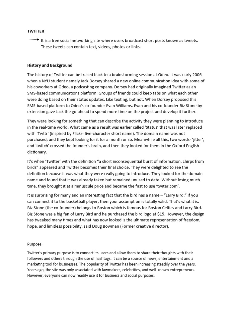 Twitter's Origin and Purpose | PDF | World Wide Web | Internet & Web