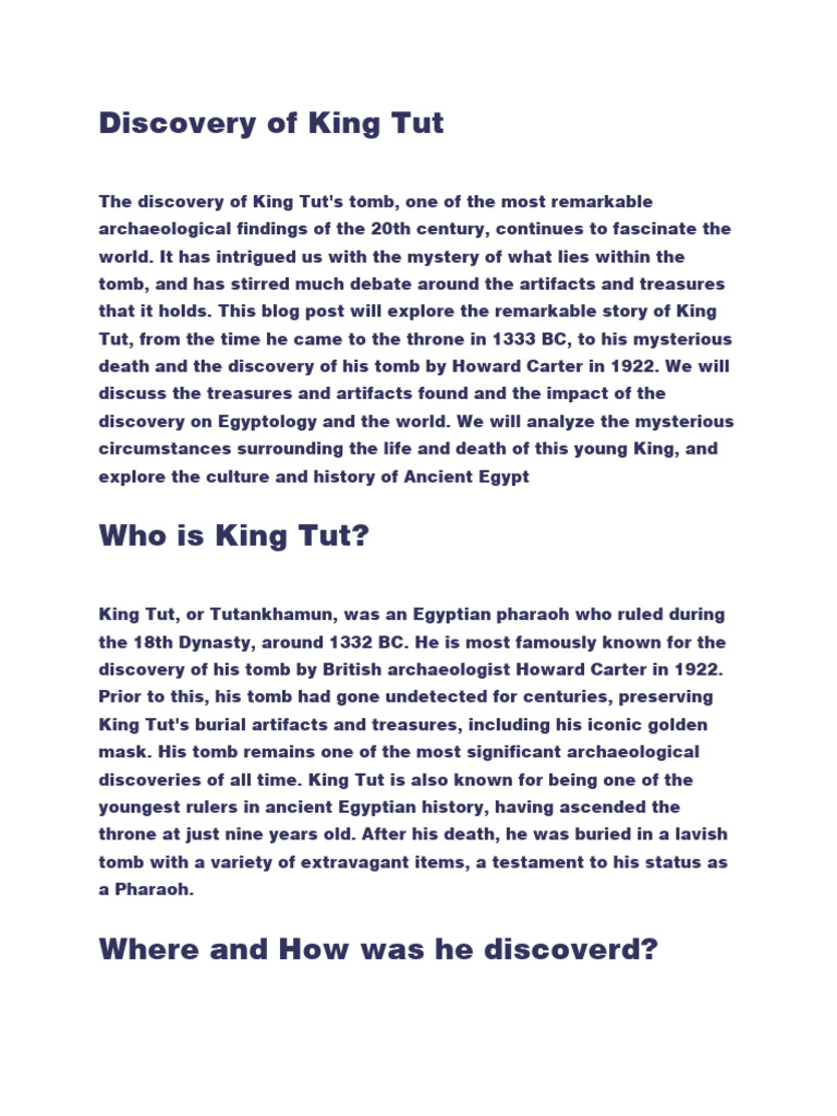 Discovery of King Tut | PDF | Tutankhamun | Archaeology
