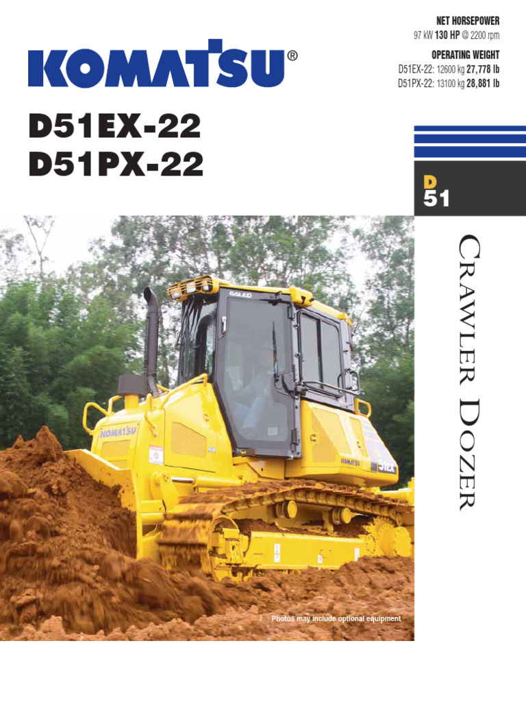 Komatsu D51EX/PX-22 Crawler Dozer Specs | PDF | Horsepower | Engines