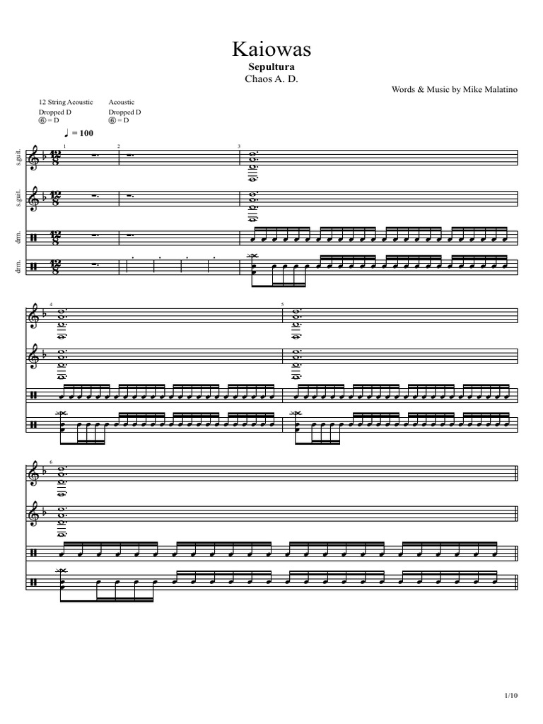 Sepultura - Kaiowas (Ver 3) - Corectat | PDF | Guitar Family ...